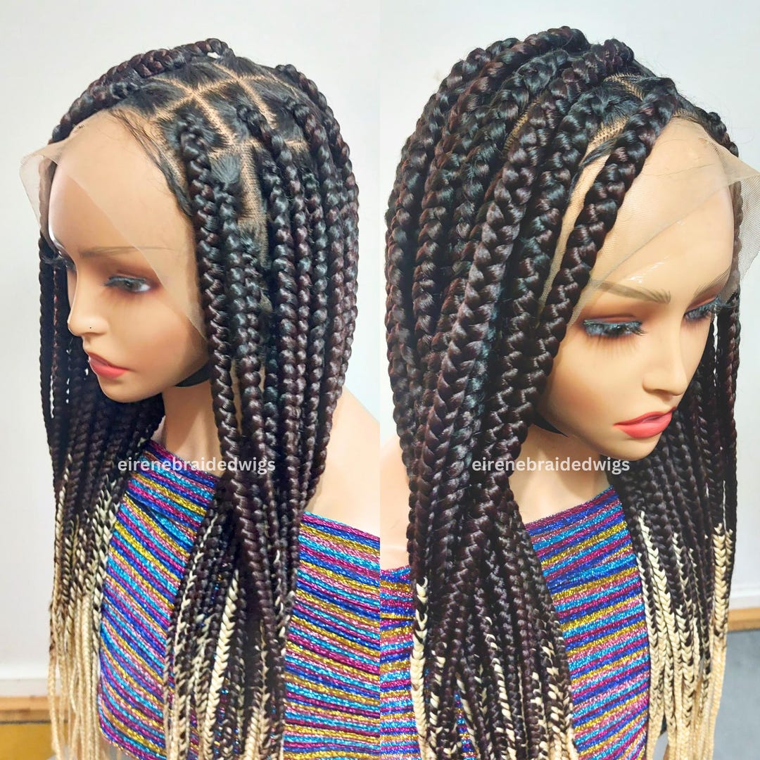 Chunky Knotless Big Box Braided Wig for Black Women, Baby Hair Full ...