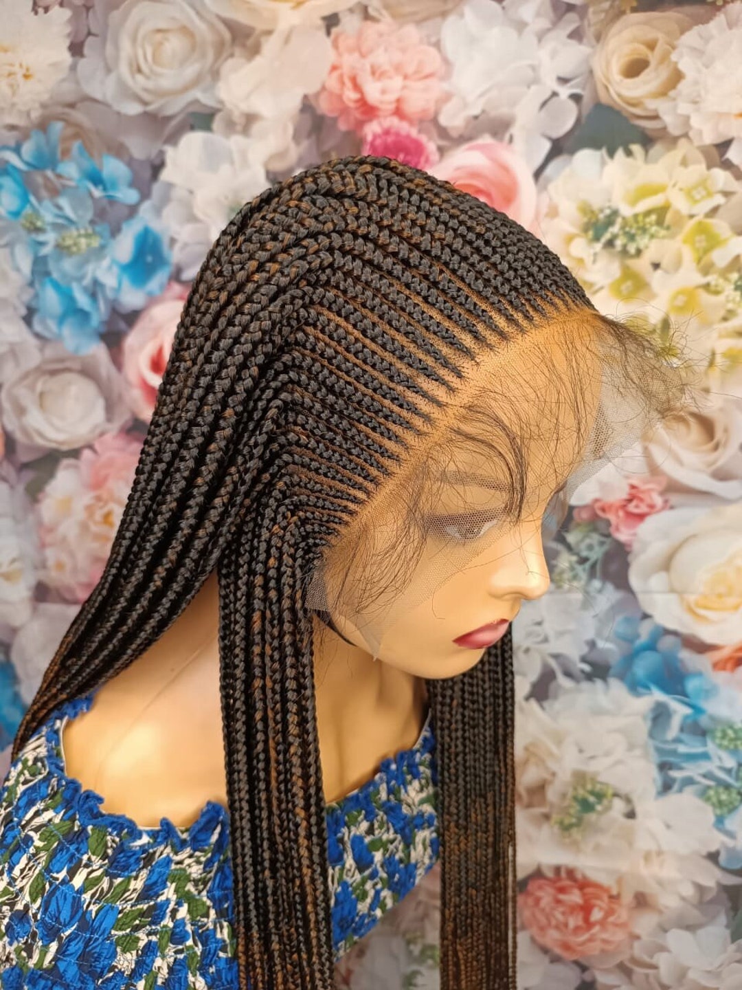 Fulani Conrow Braided Wig for Black Women, Ghana Weave Tribal Box ...