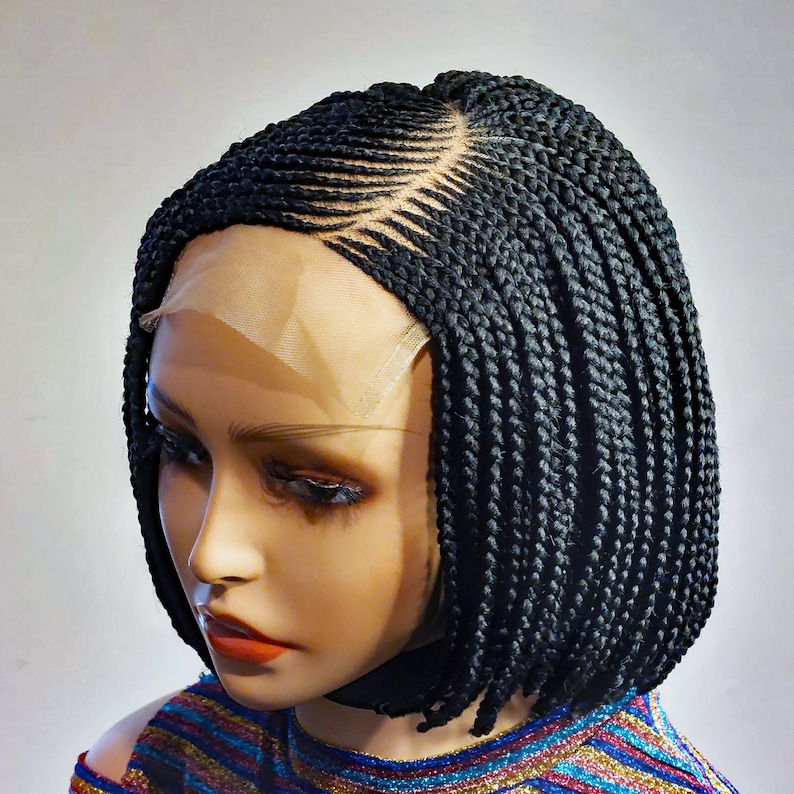 Bob Braids Wig, Bob Wig for Black Women, Short Black Wig, Conrow Wig ...