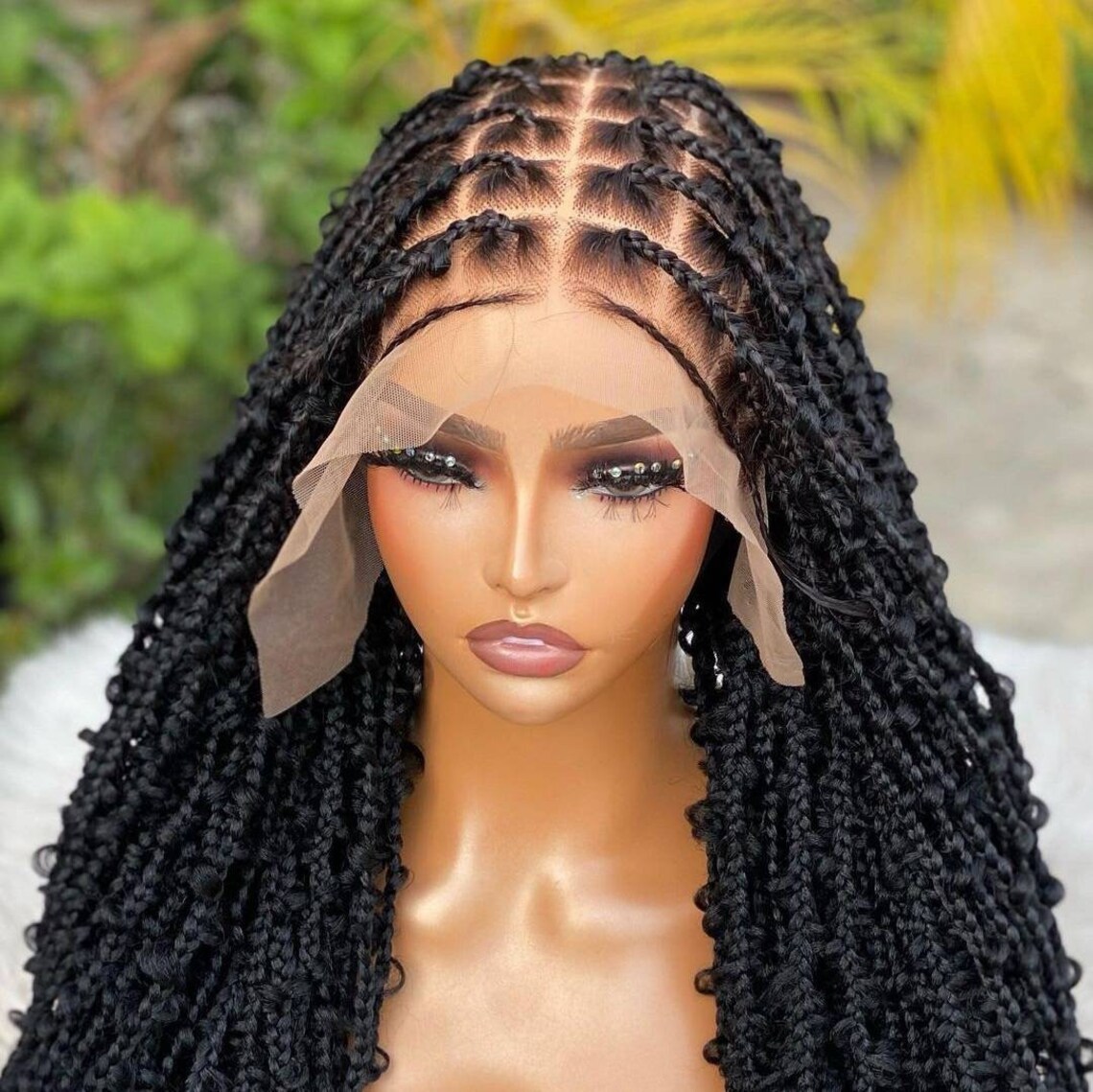 Full Lace Wig Box Braided Wig for Black Women Knotless Full - Etsy
