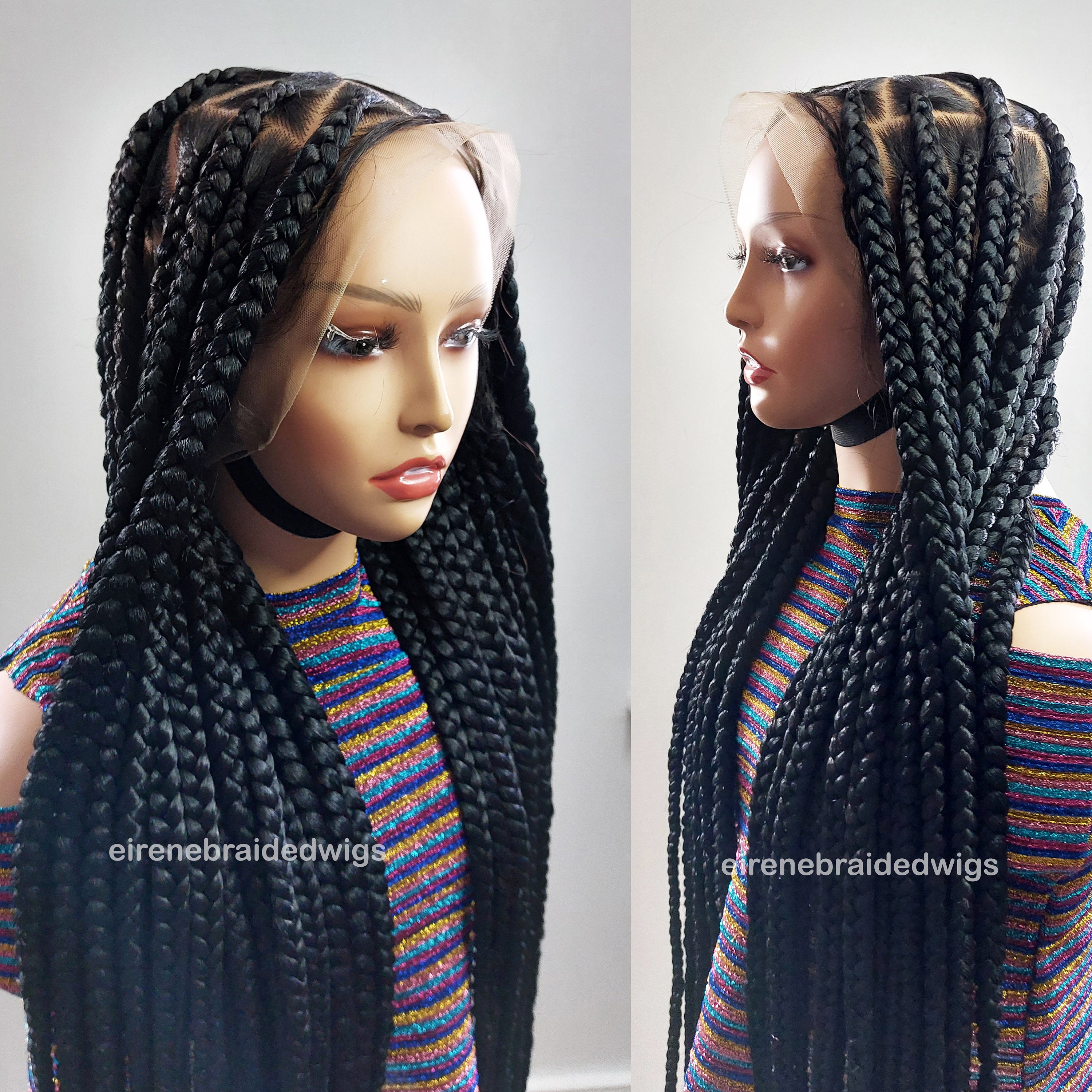 Knotless Big Box Braids Wig for Black Women, Lace Frontal Human Hair ...