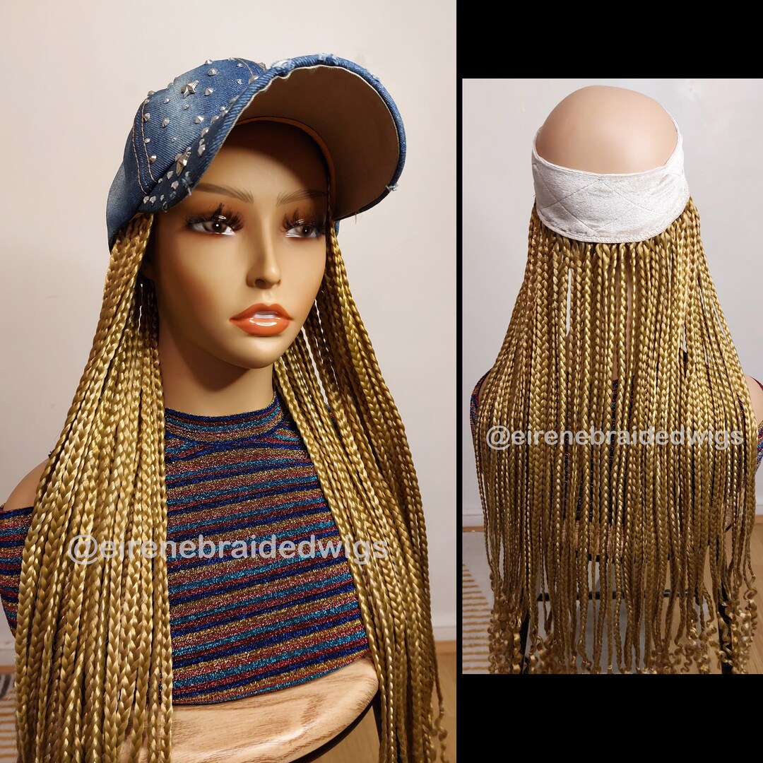Braided Hat Wig for Black Women, Braid Wig Band, Hair Loss Alopecia ...