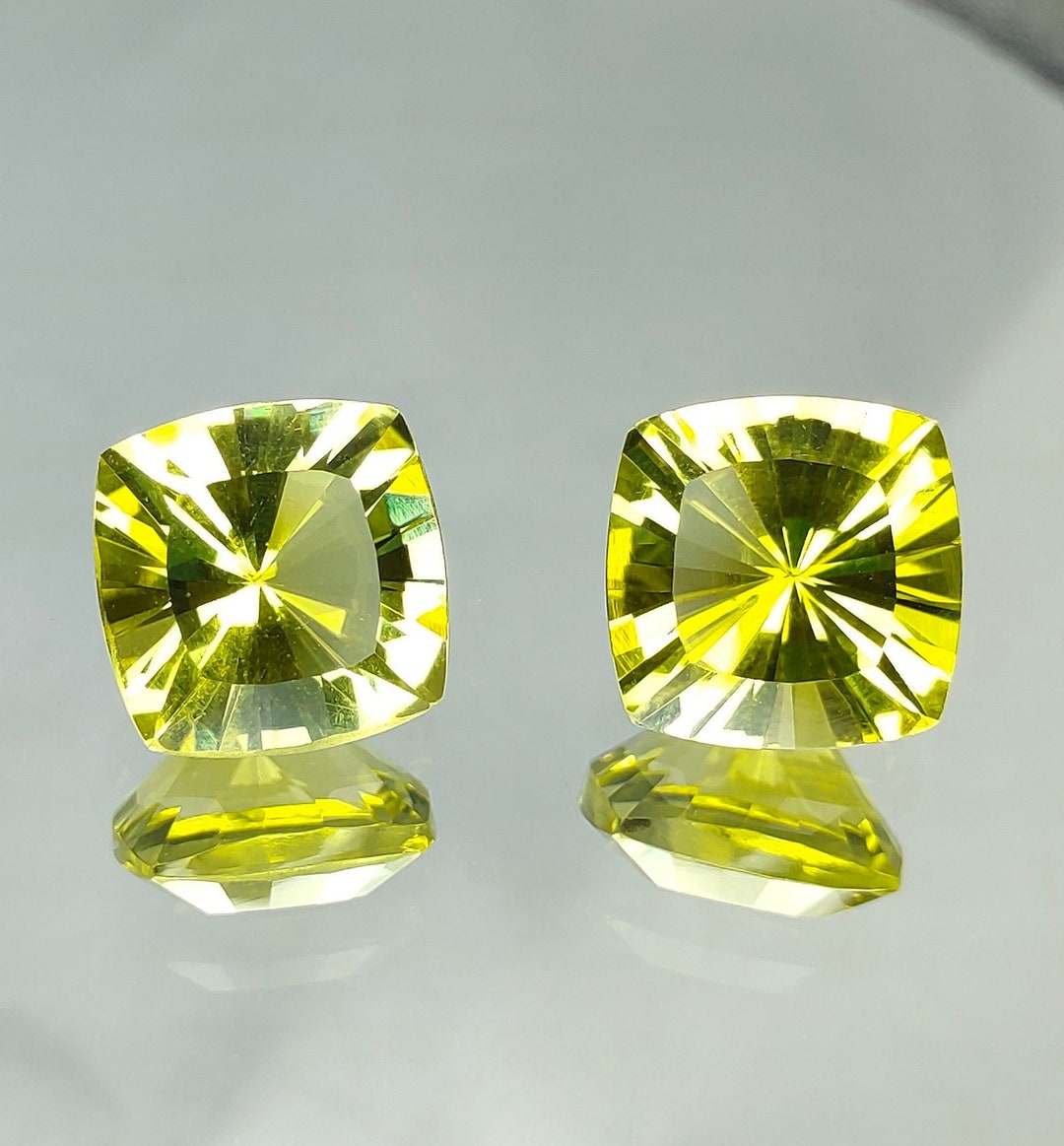 AAA Green Gold Gemstone Pair, Cushion Cut (14x14x10mm) - Etsy