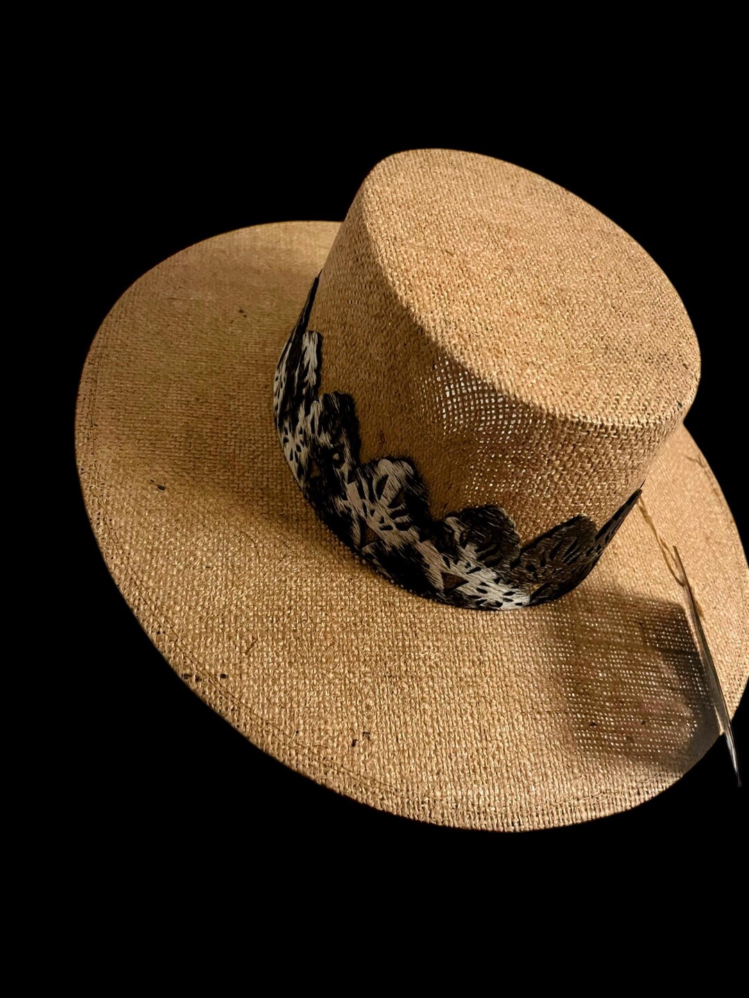 Handmade Jute Hat With Cow Hair Band - Spring Summer Style /size L-M - Etsy
