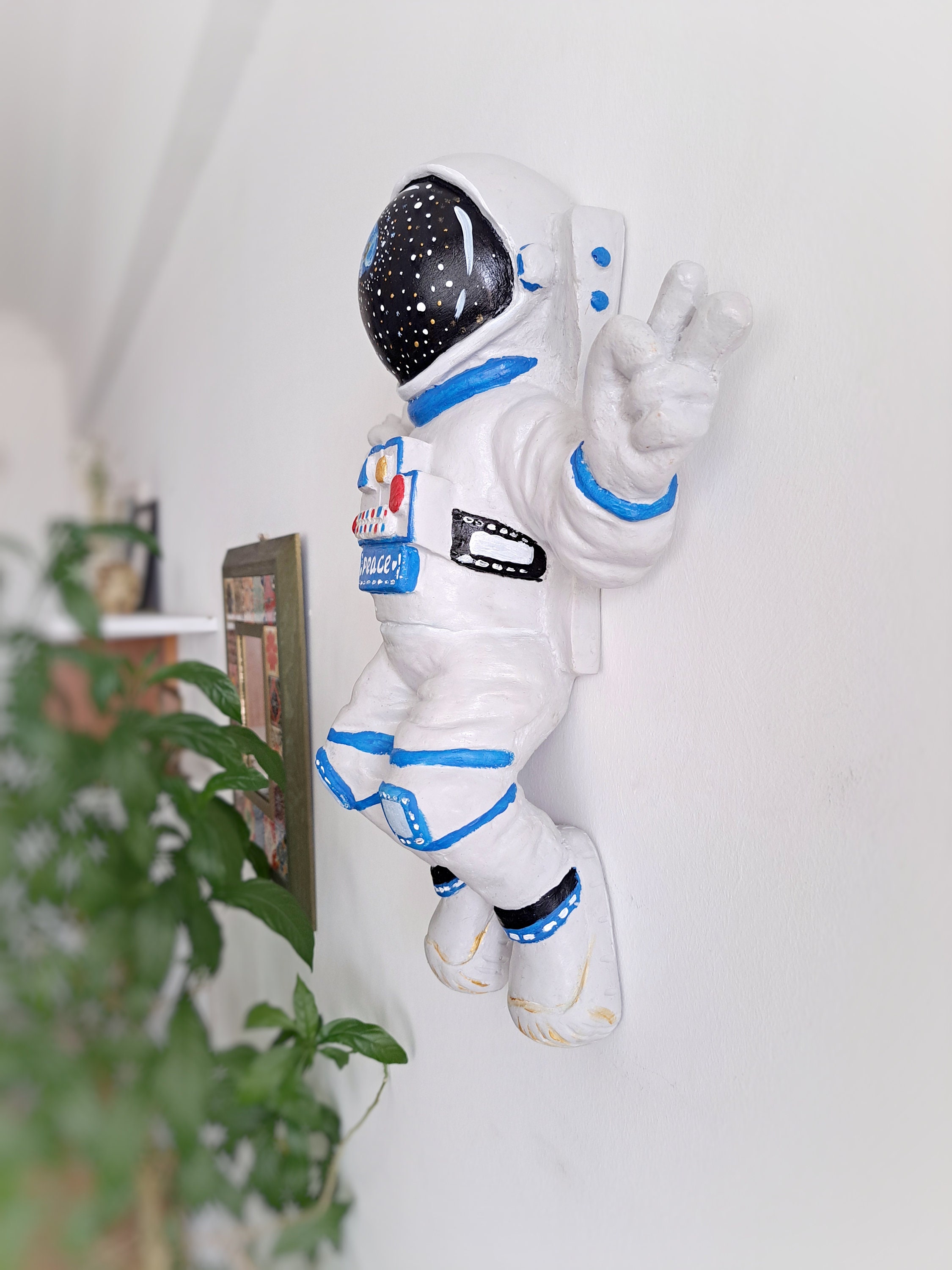 Hanging Astronaut for Wall, Handpainted Spaceman on the Moon - Etsy