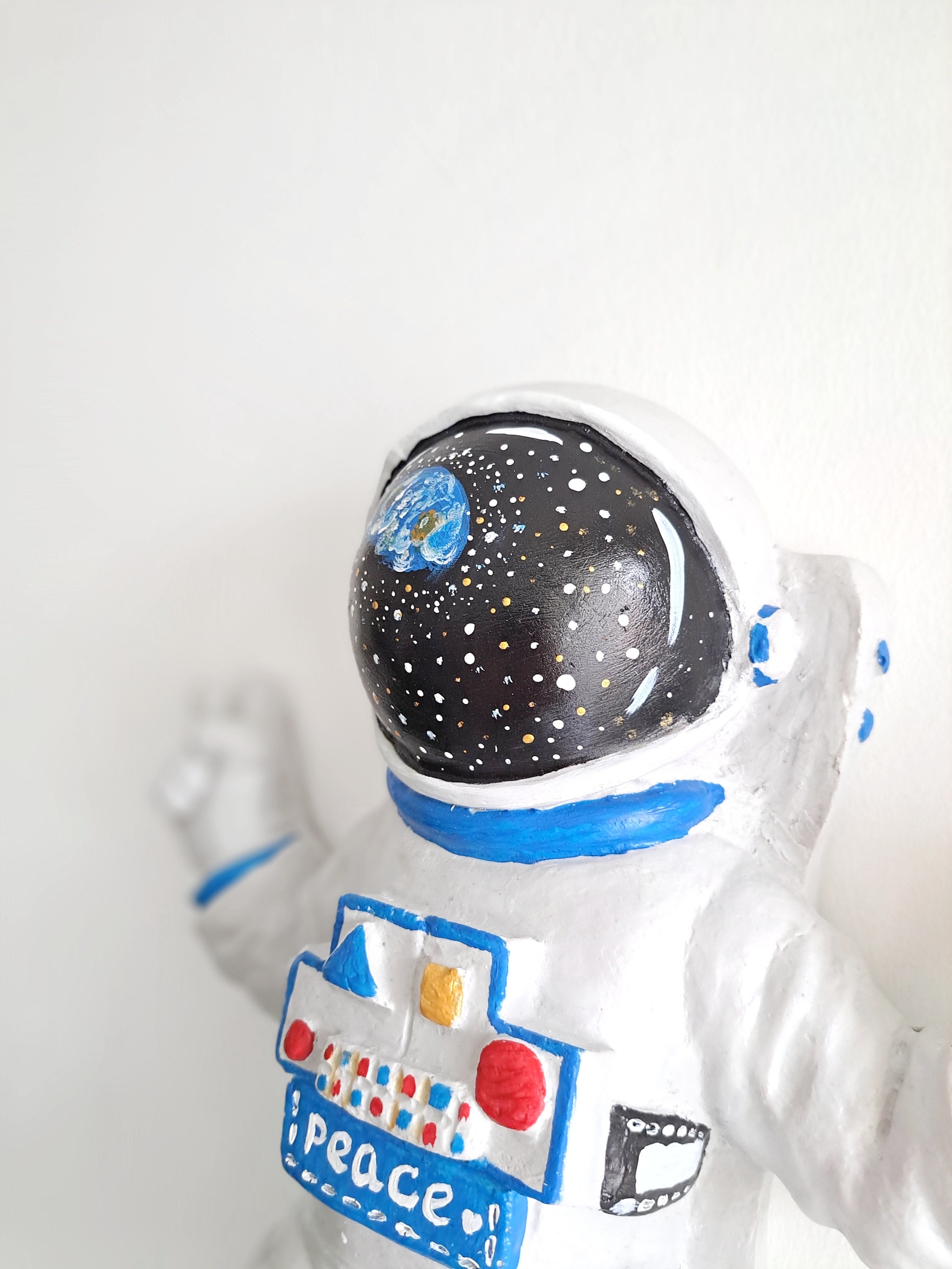 Hanging Astronaut for Wall, Handpainted Spaceman on the Moon - Etsy