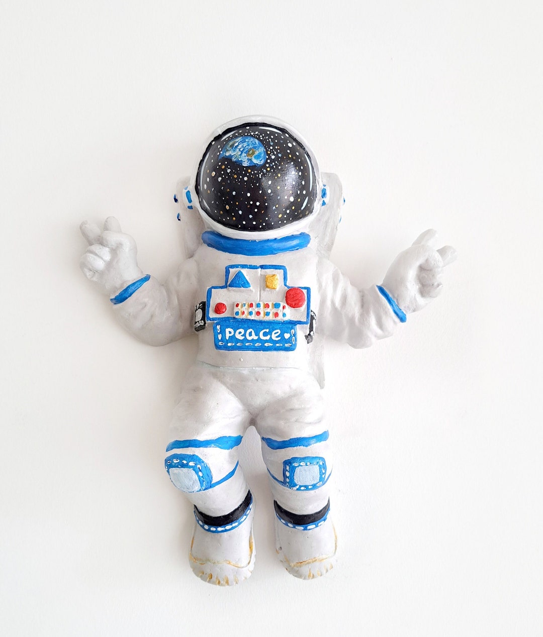 Hanging Astronaut for Wall, Handpainted Spaceman on the Moon - Etsy
