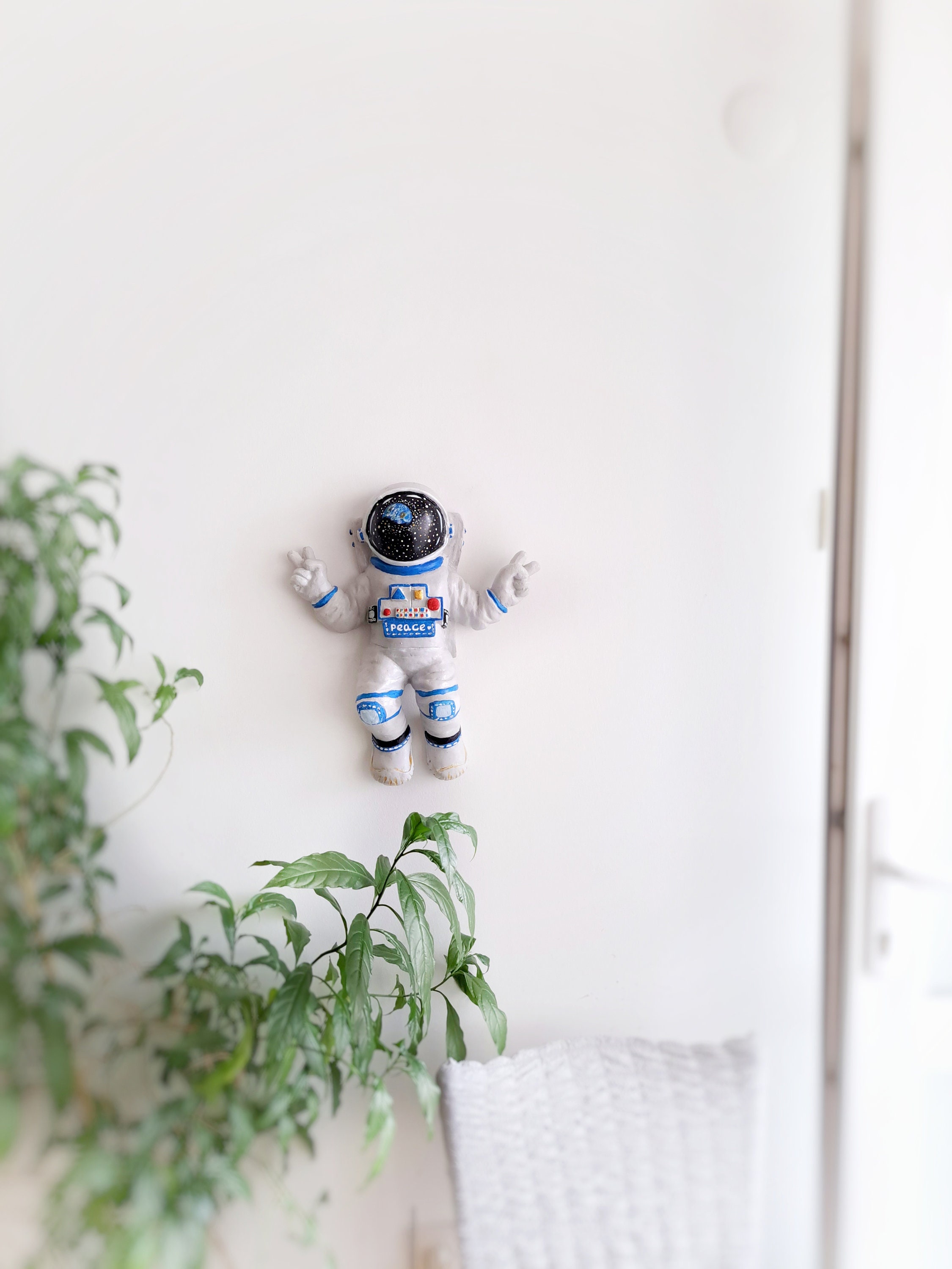 Hanging Astronaut for Wall, Handpainted Spaceman on the Moon - Etsy