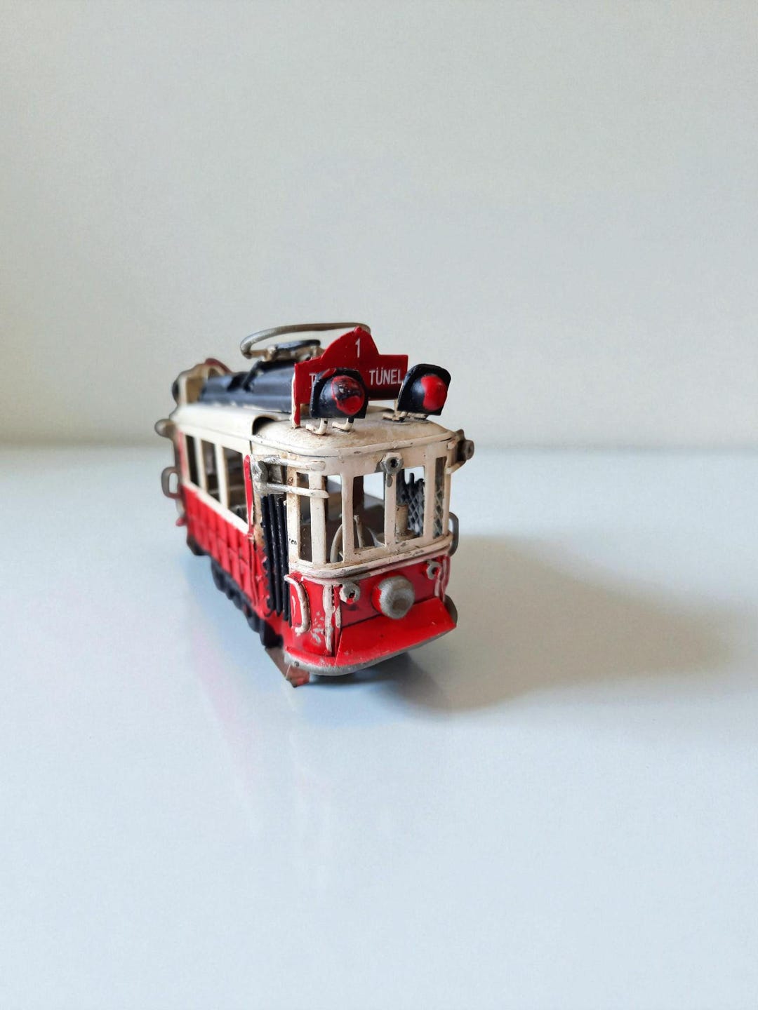 Vintage Istanbul Tram Model, Nostalgic Metal Taksim Tram Decor, Red ...