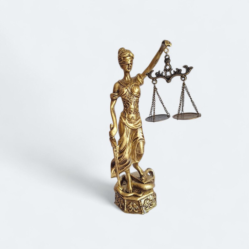 Elegant Gold Themis Sculpture - Vintage Reproduction Lady Justice ...