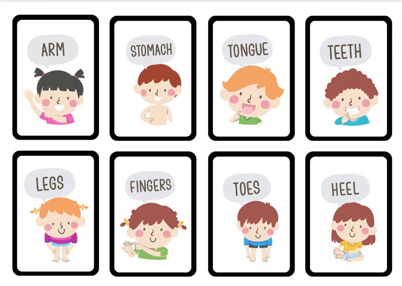 Body Parts Flash Cards - Etsy