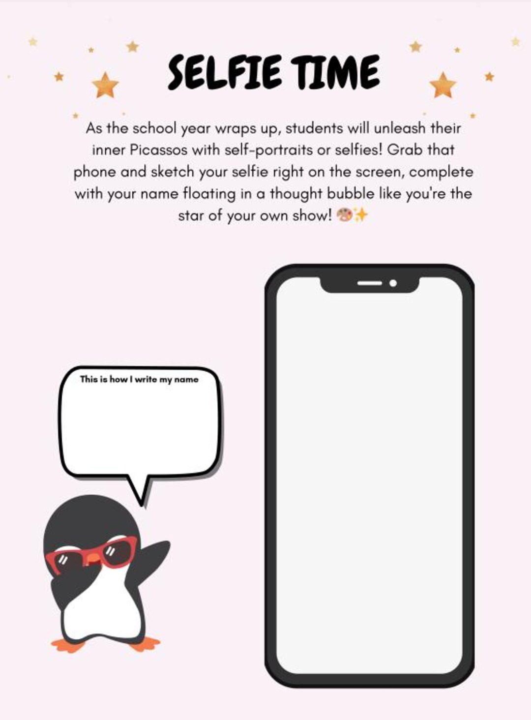 Self-portrait Worksheet - Etsy