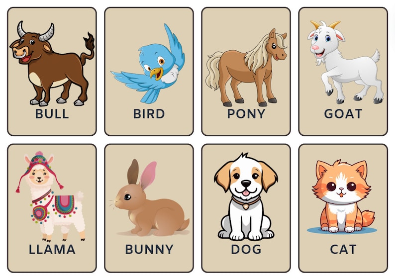 Tarjetas didácticas de animales de granja - Etsy México