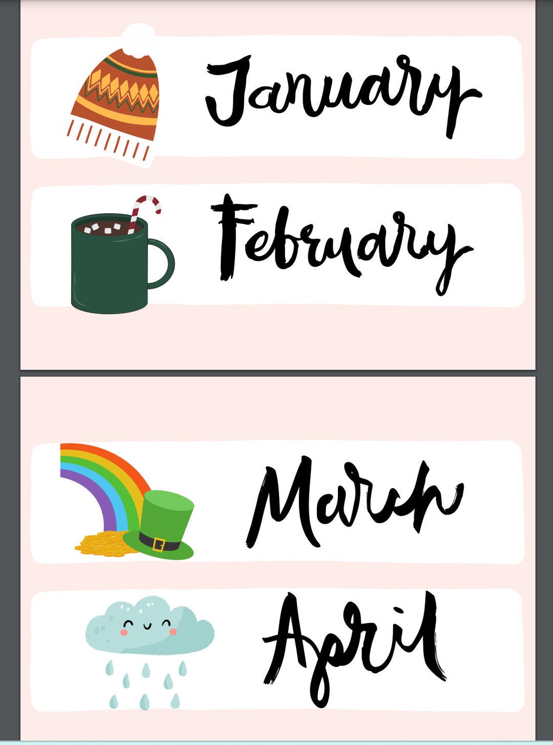 Months of the Year Flashcards - Etsy