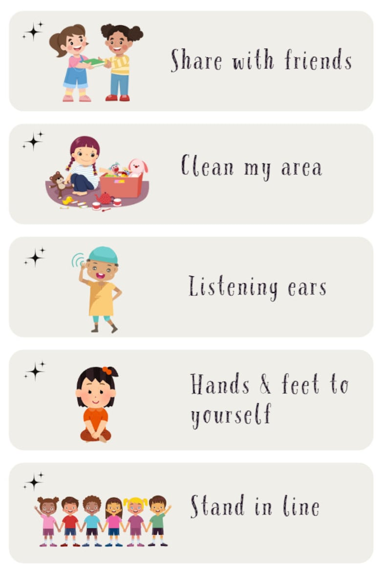 10 Classroom Visual Rules Cards - Etsy