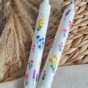 PAINTED TAPER CANDLE Floral Candle Spring Candle Summer Candle ...
