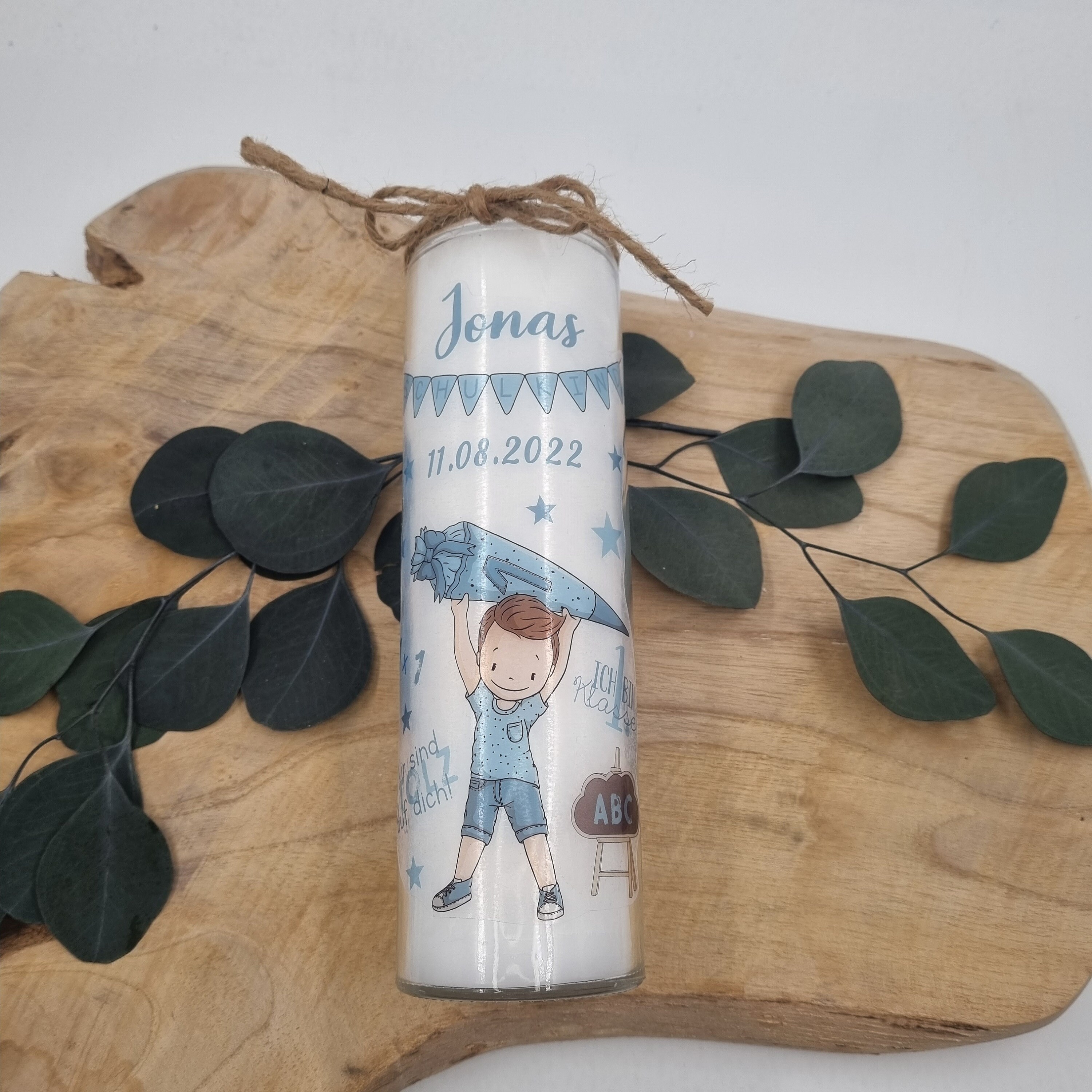 Kerze zur Einschulung Junge mit Schultüte Namen & Datum / - Etsy