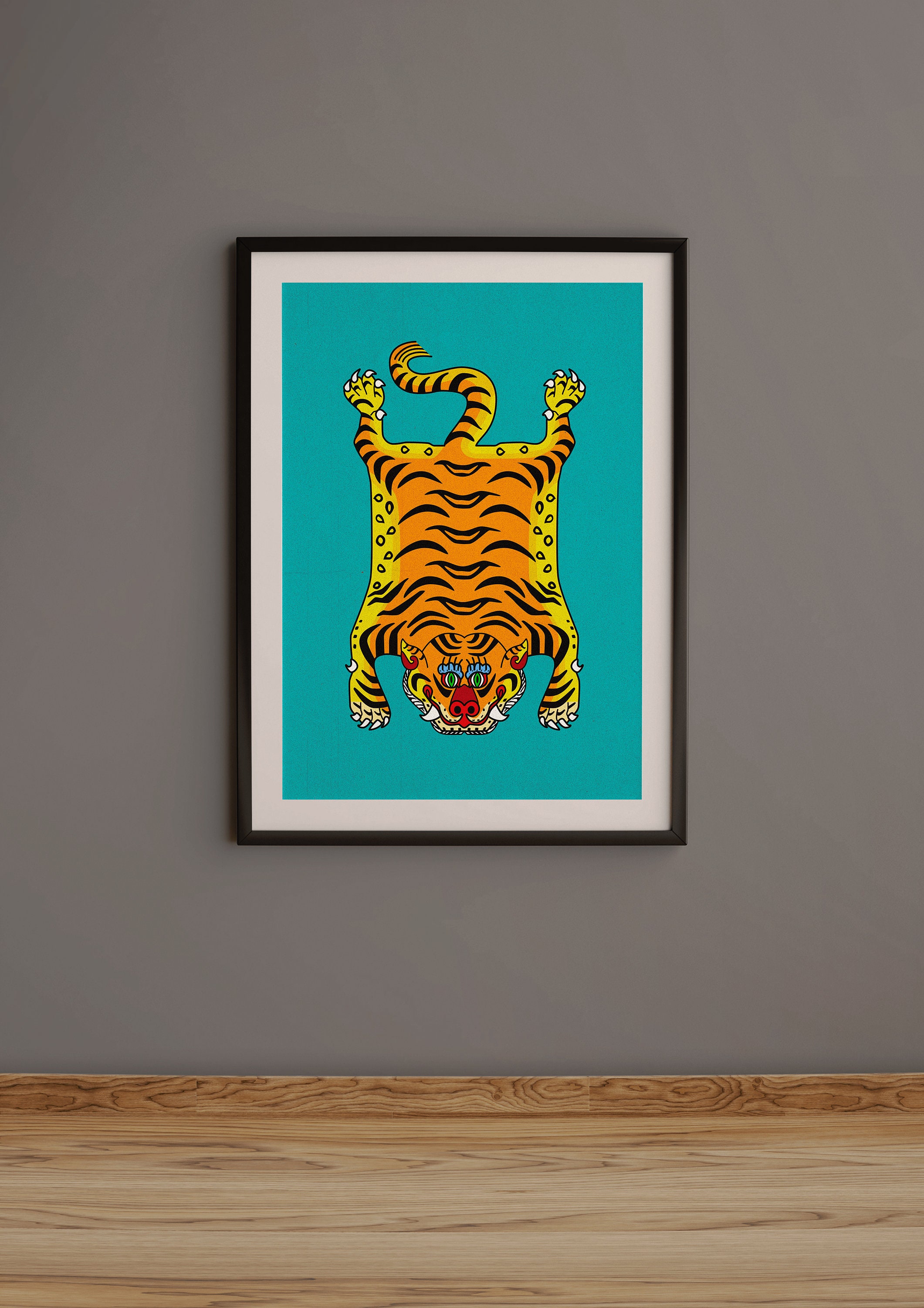 Minimal Tiger Poster | Animal Poster | Wall Decor | Tibetan Tiger Rug ...