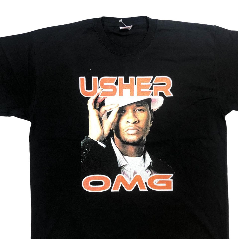 Retro Usher OMG Black Big Graphic Crew Neck Black T Shirt sold by Brian ...