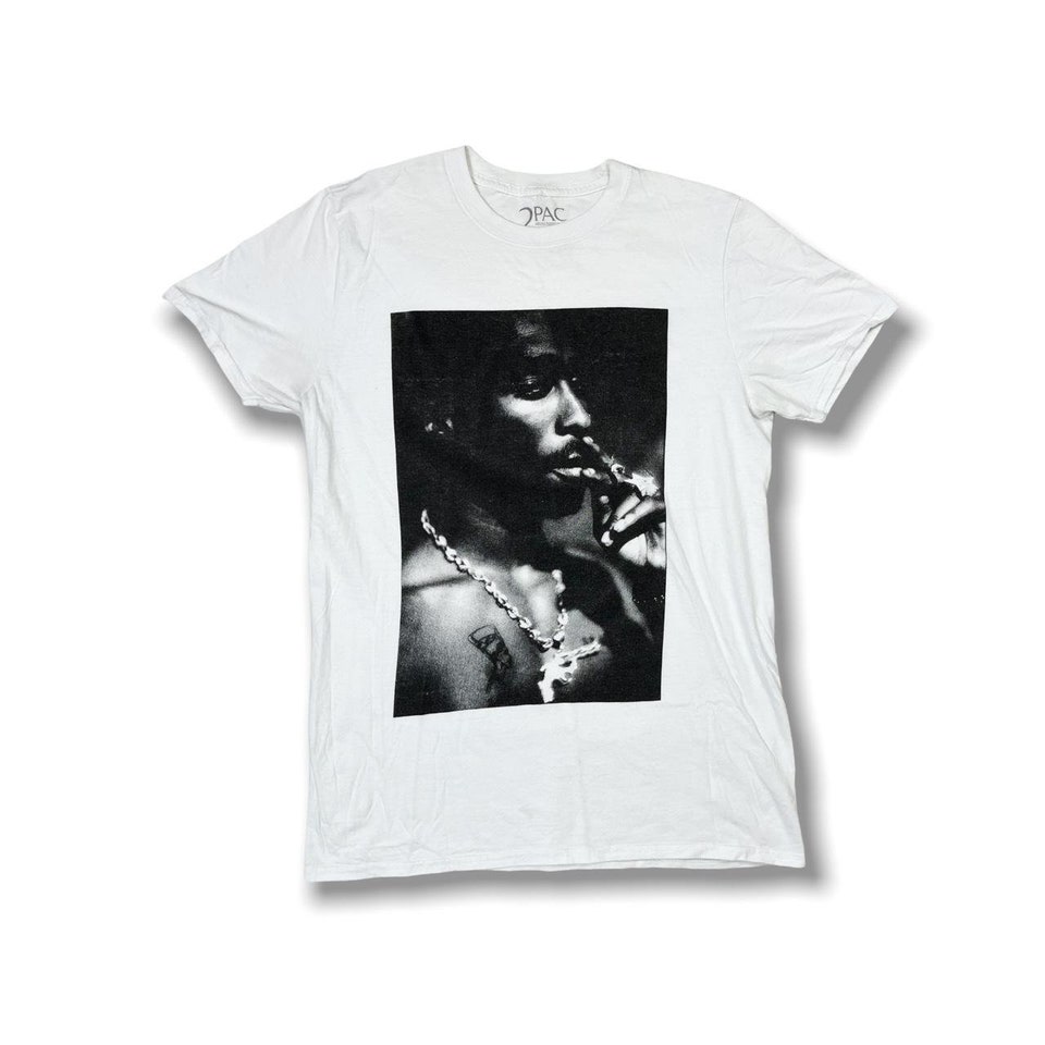 Retro 2Pac Tupac Shakur White Big T Shirt Designed & Sold By Brent Baker