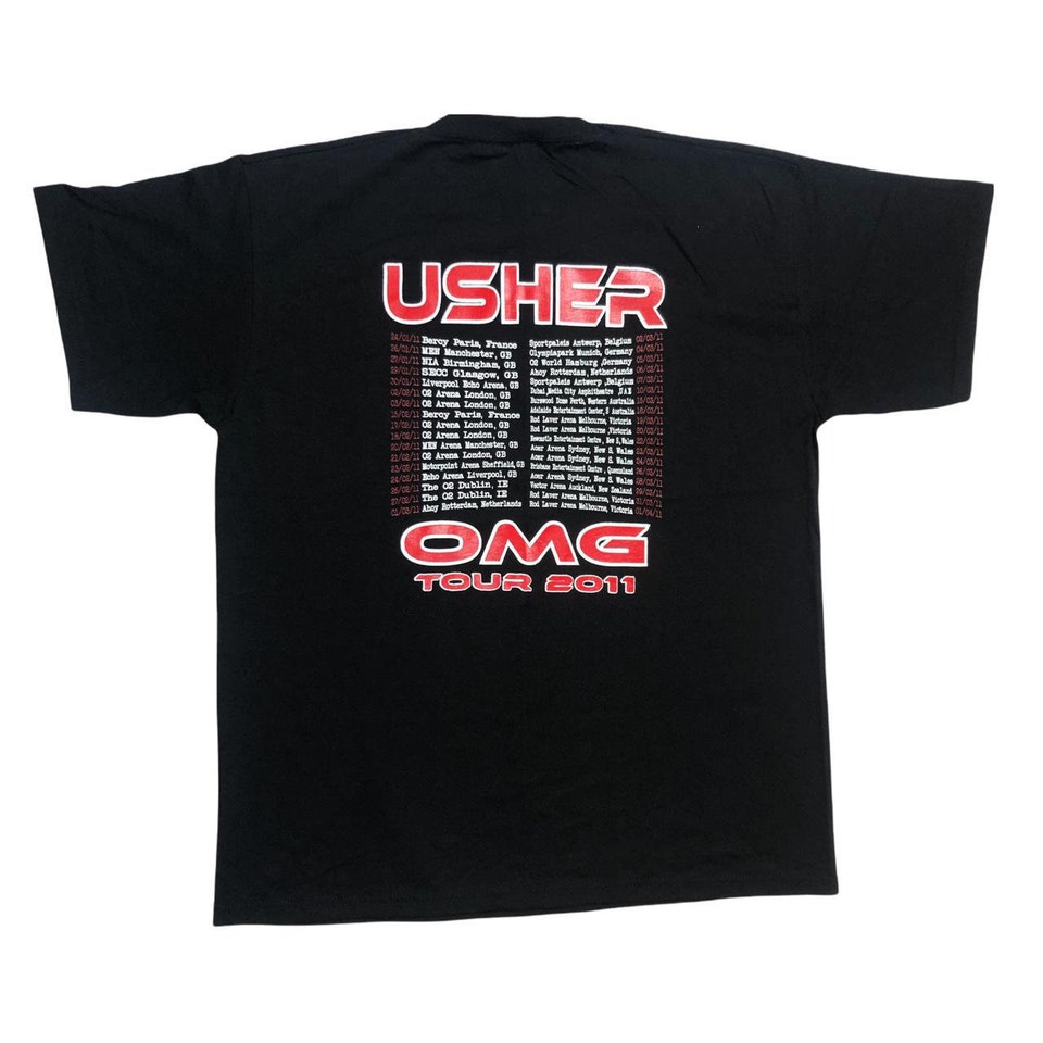 Retro Usher OMG Black Big Graphic Crew Neck Black T Shirt sold by Brian ...