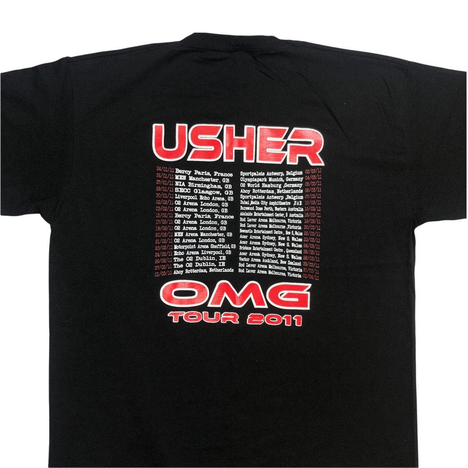Retro Usher OMG Black Big Graphic Crew Neck Black T Shirt sold by Brian ...