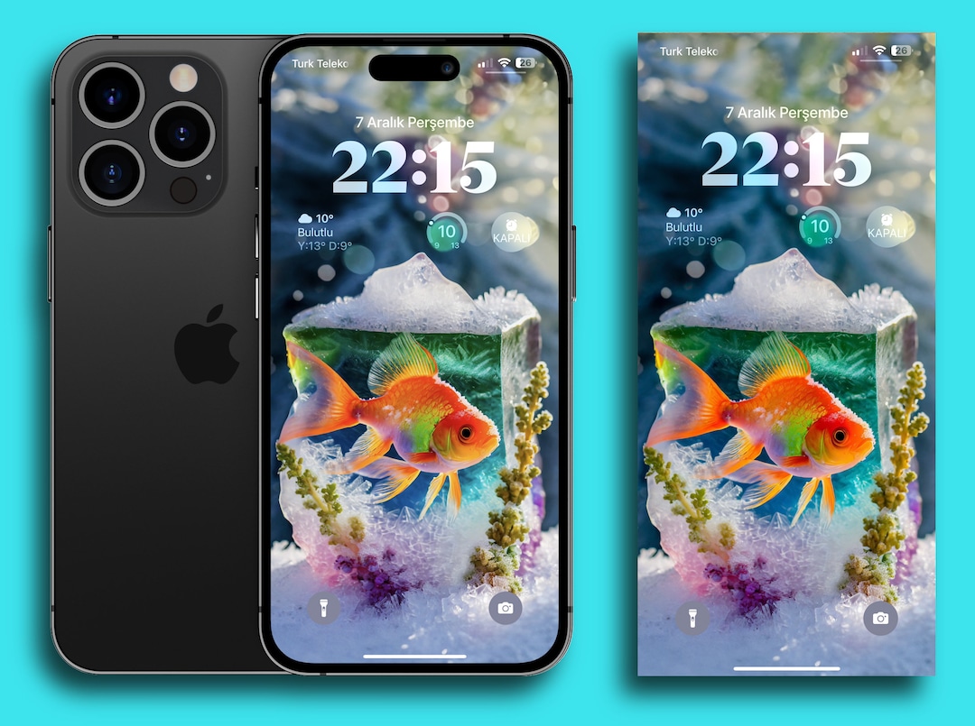 Frozen Goldfish in Ice Themed Mobile Wallpaper for IOS and Android - Etsy