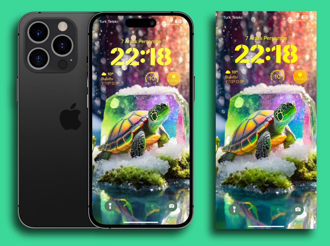 Frozen Turtle in Ice Themed Mobile Wallpaper for IOS and Android - Etsy