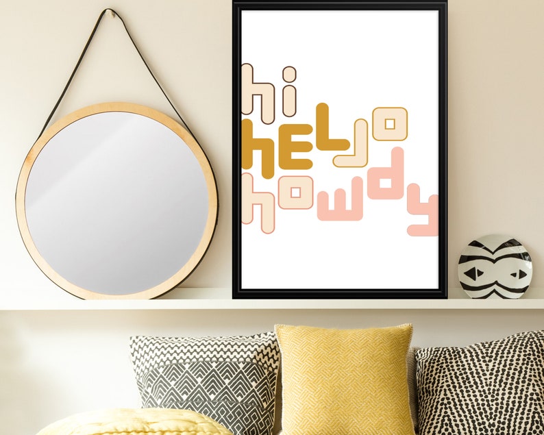 Pleasant Greetings Typography, Hi Hello Howdy, Entryway Wall Decor ...