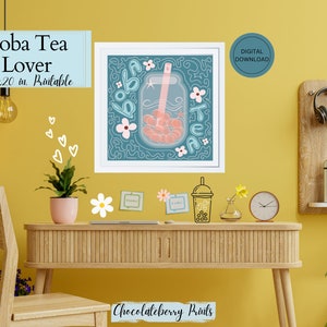Boba Tea Print, Boba Tea Illustration, Bubble Tea Poster, Boba ...