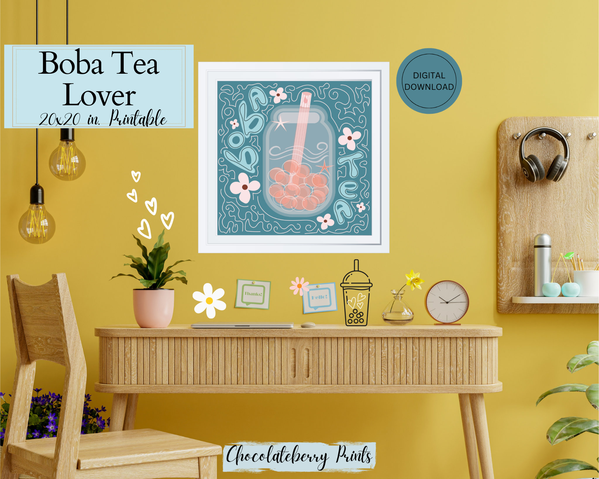 Boba Tea Print, Boba Tea Illustration, Bubble Tea Poster, Boba ...