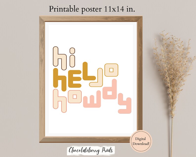 Pleasant Greetings Typography, Hi Hello Howdy, Entryway Wall Decor ...