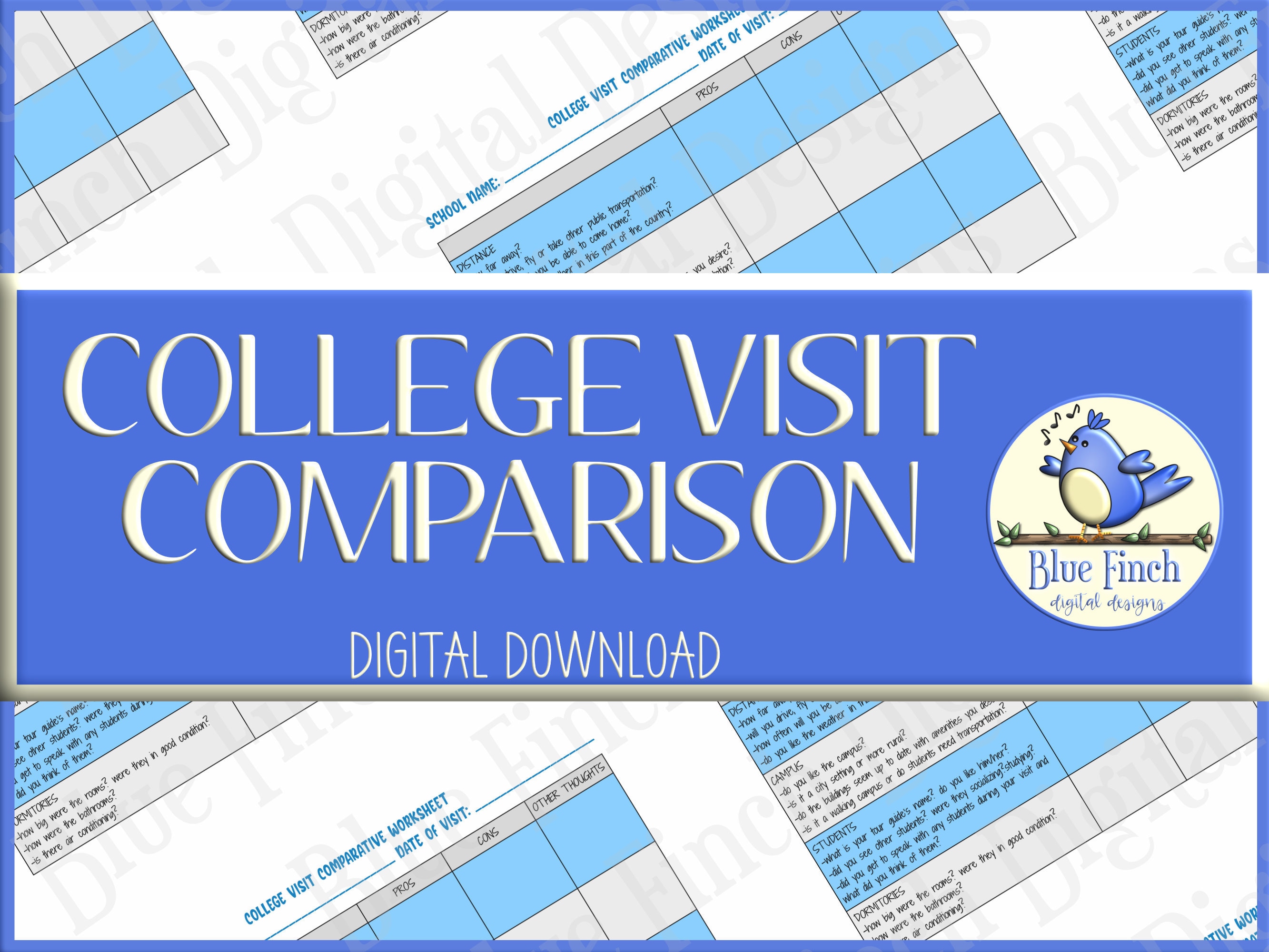 College Visit Comparison Worksheet Digital Download - Etsy