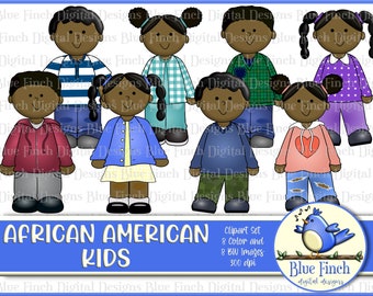 African American Kids option 2 Clipart Instant Download - Etsy