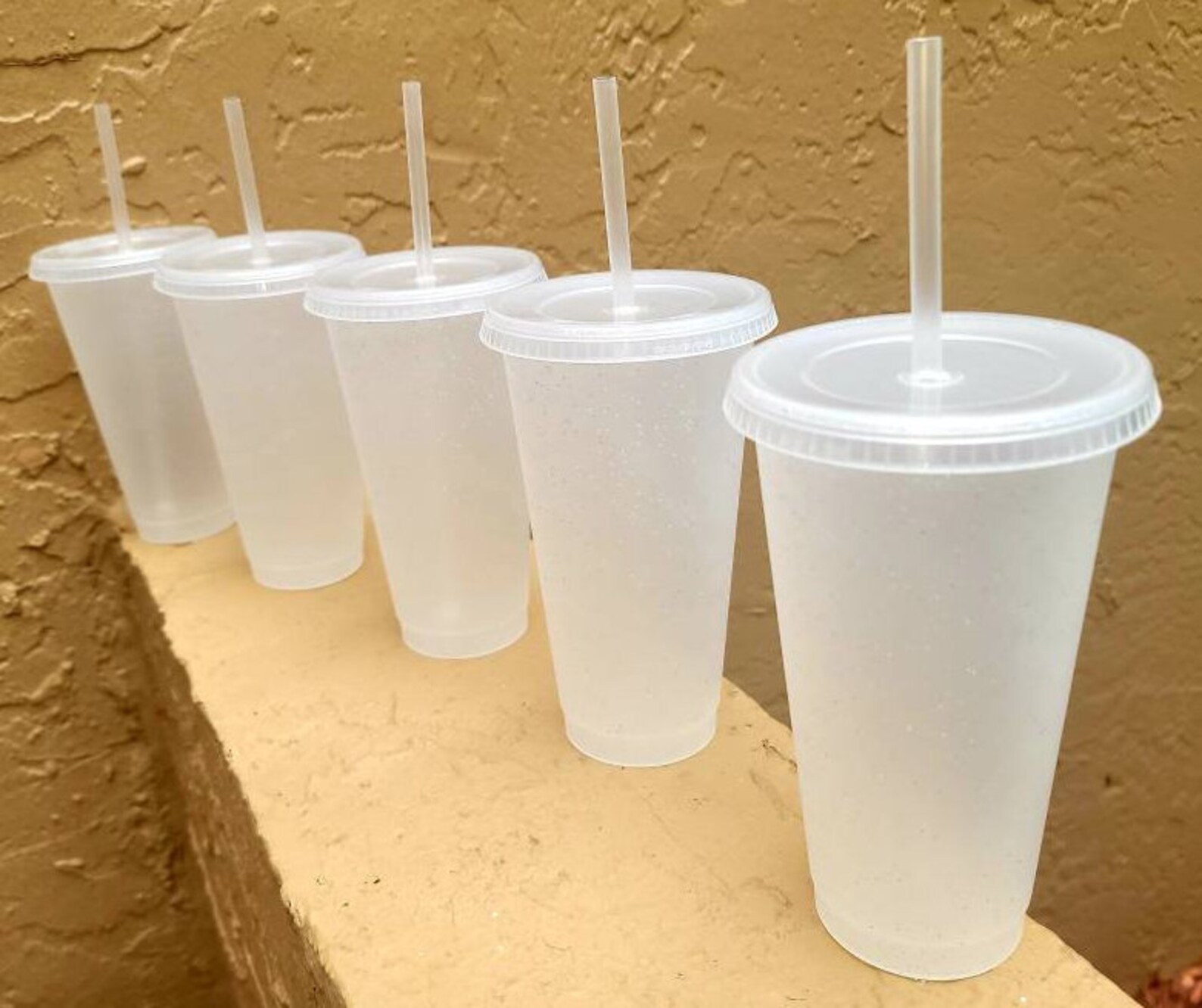 Clear Glitter Reusable Plastic Cold Cups 24 Oz & 16 Oz Set - Etsy