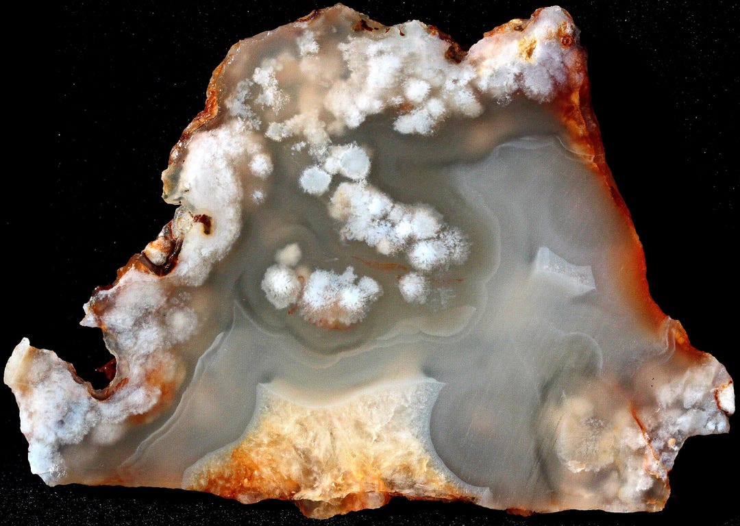 A100 ~ 3.3oz Thick Slab Sakura Flowwer Agate ~ China ~ Quartz Crystal ...