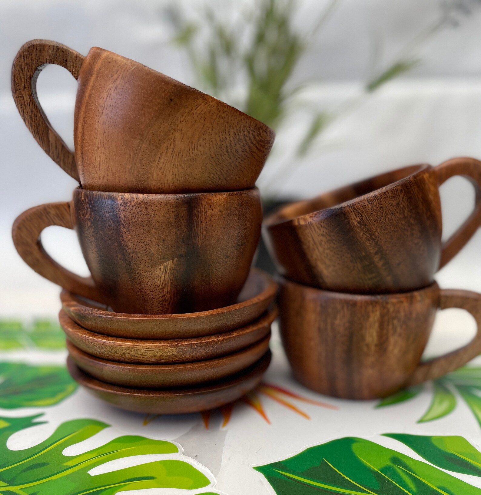 Handmade Wooden Teacup and Saucer Set Coffee Cup Set - Etsy