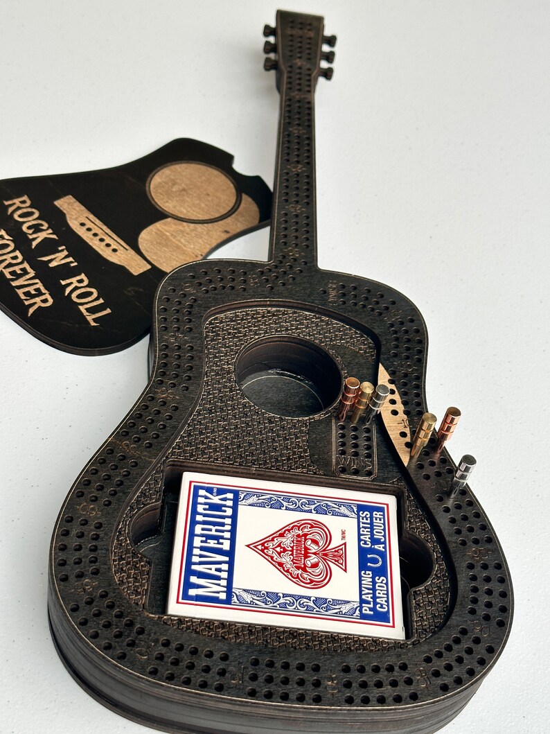 Guitar Shaped Cribbage Board With Storage & Custom Engraving - Etsy