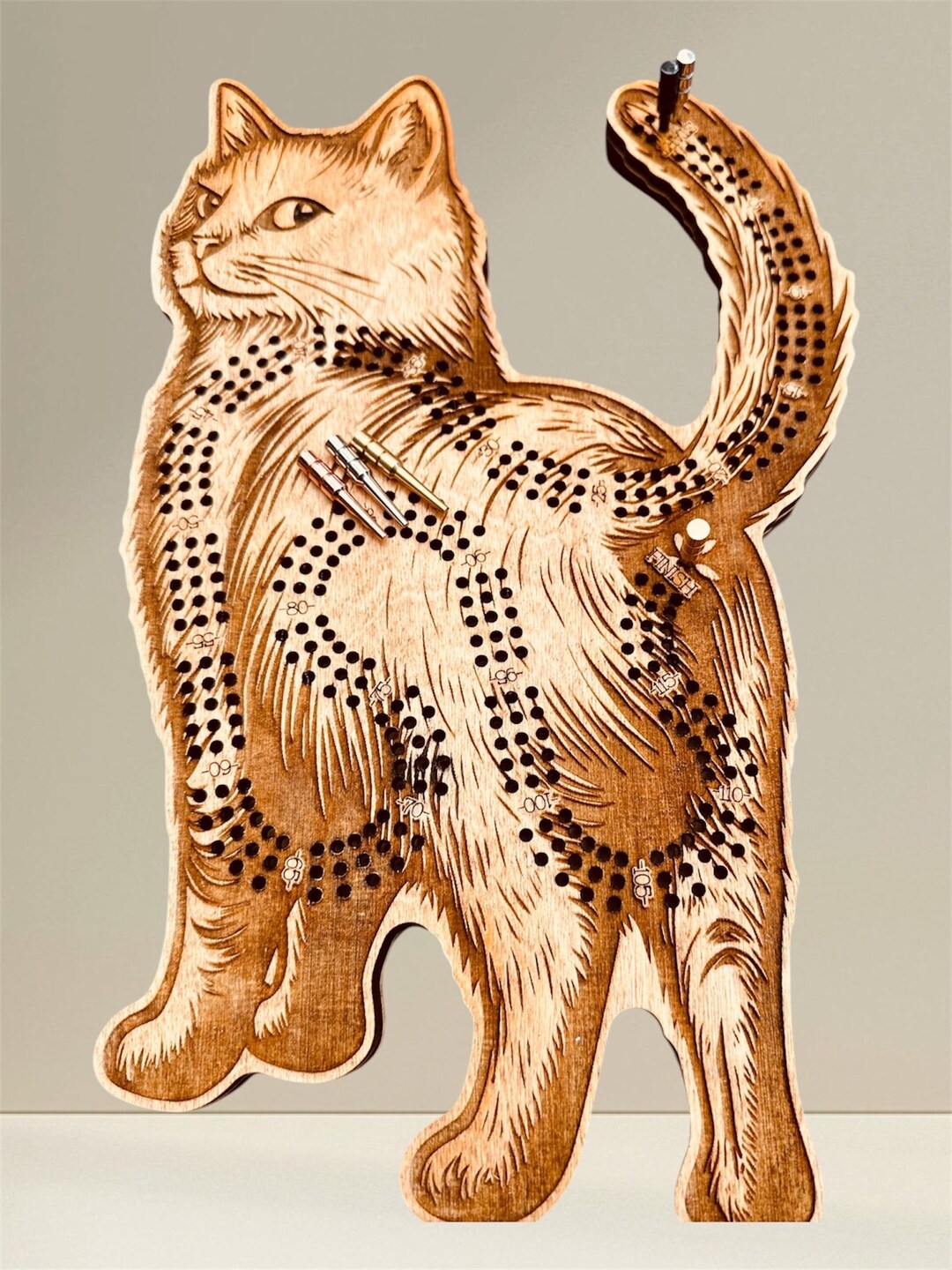 Cat Shaped Cribbage Board Cribbage Board - 3 Player Edition - Etsy Canada