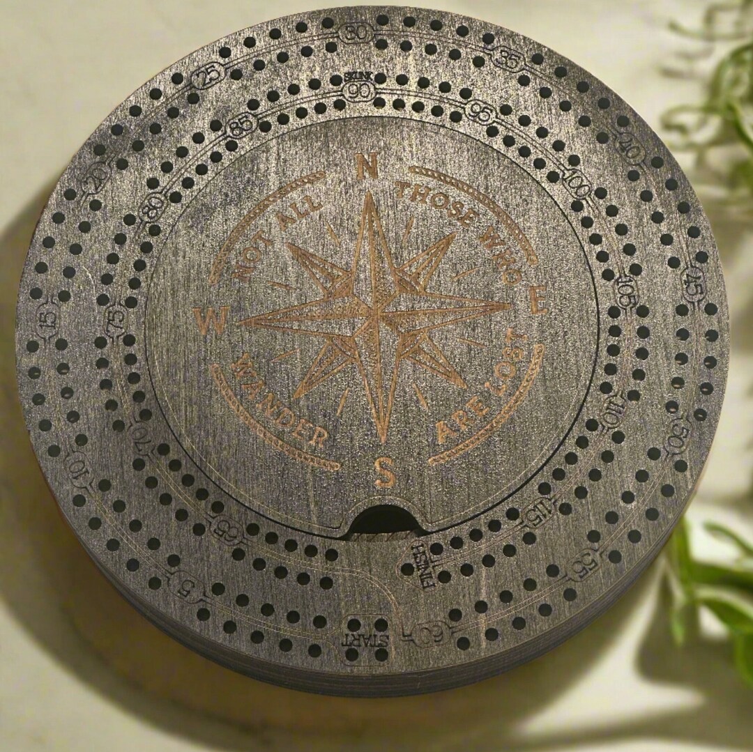 Medium Size Round Cribbage Board,2 Player Board,7.5 In.,personalized ...