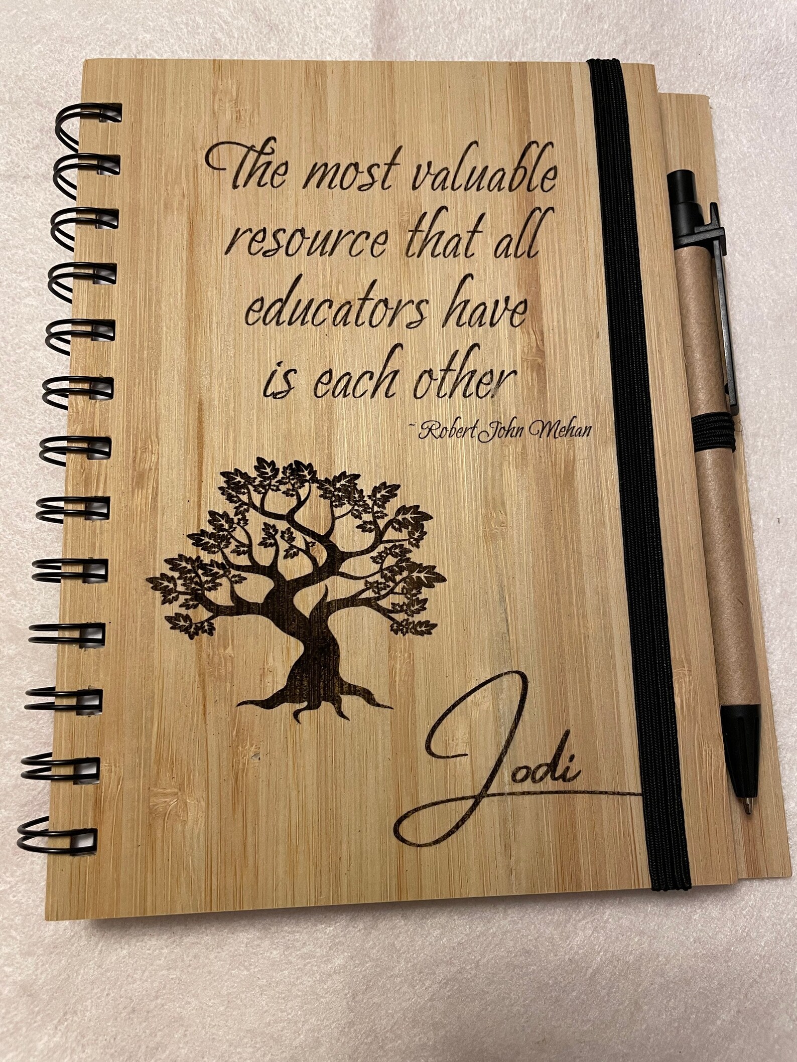 Customized Bamboo Notebook With Pen Journal Eco Friendly - Etsy