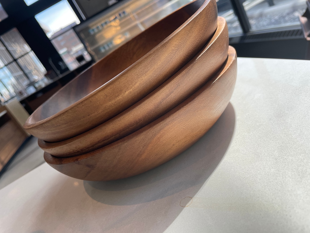 Set of Acacia Wood Deep Plate, Pasta Plate, Salad Plate, 9"x 2” - Etsy