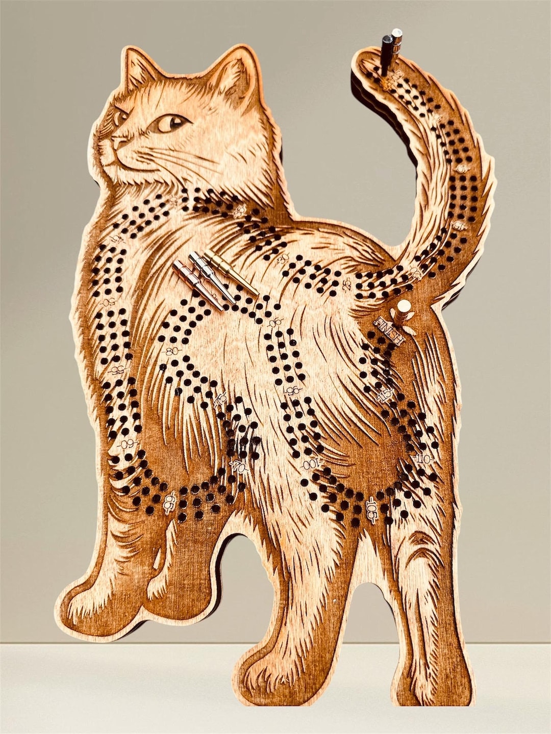 Cat Shaped Cribbage Board: Laser Engraved 3-player Edition - Etsy