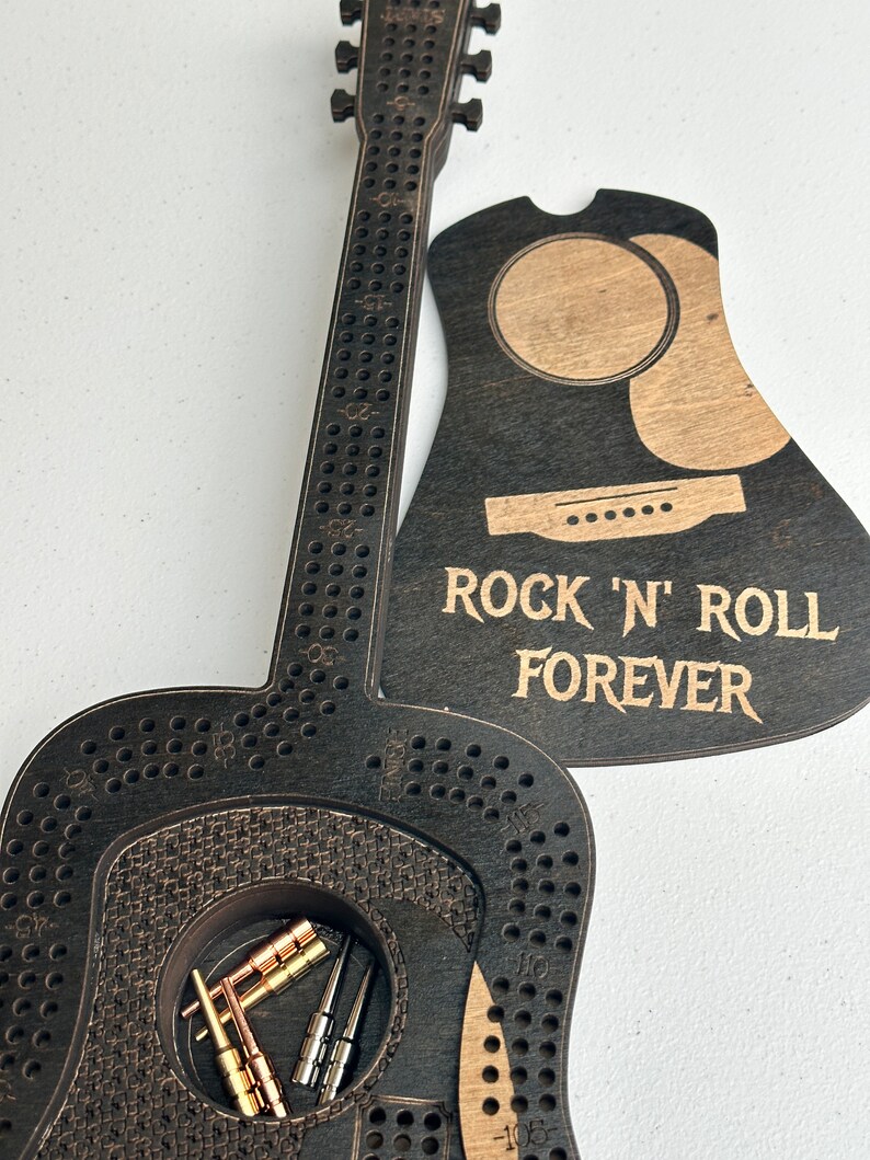 Guitar Shaped Cribbage Board With Storage & Custom Engraving - Etsy