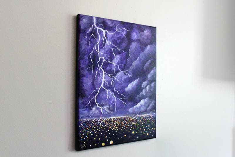 Acrylic Lightning Storm Painting Landscape Artwork Original Acrylic ...