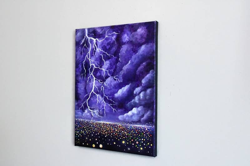 Acrylic Lightning Storm Painting Landscape Artwork Original Acrylic ...