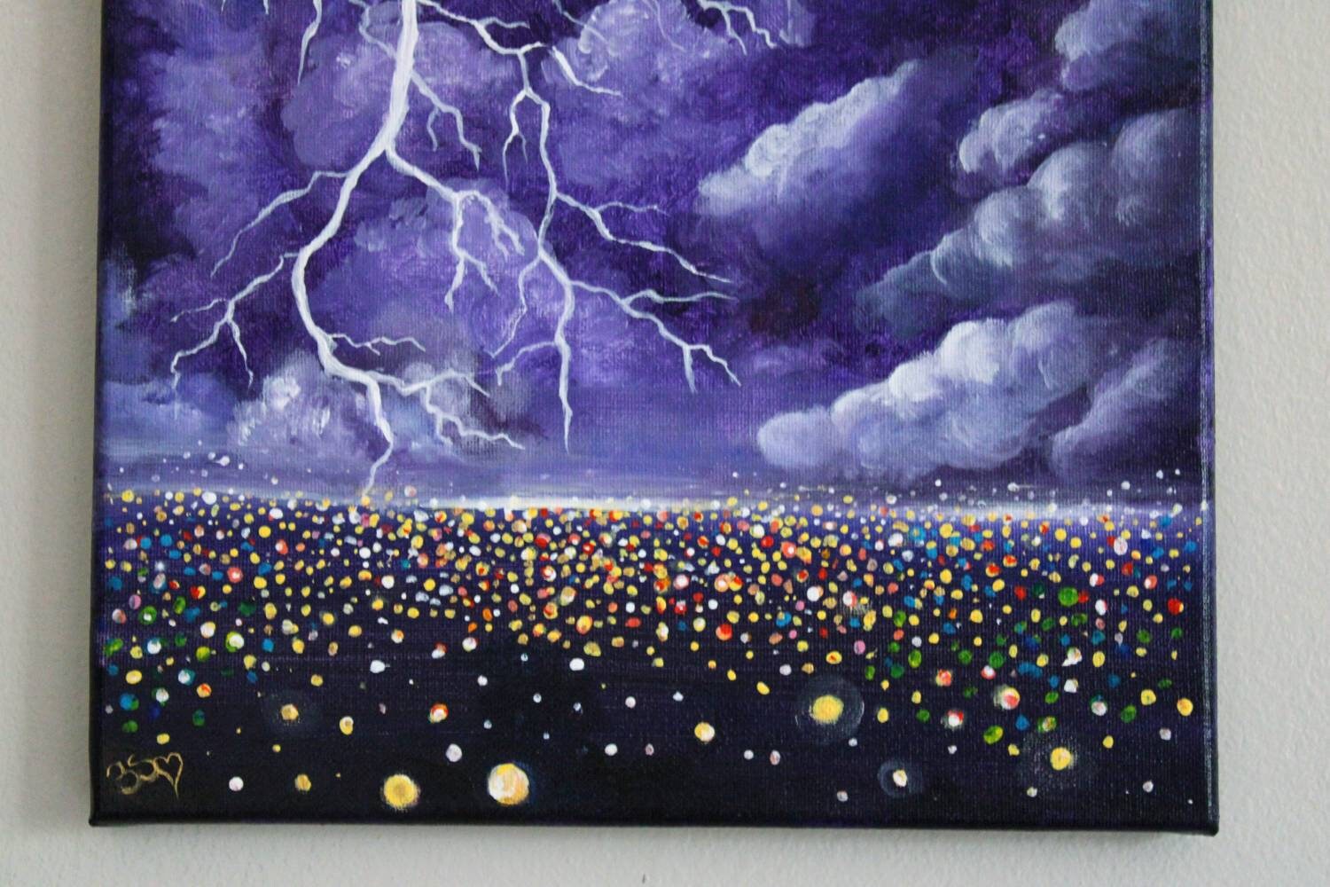 Acrylic Lightning Storm Painting Landscape Artwork Original Acrylic ...
