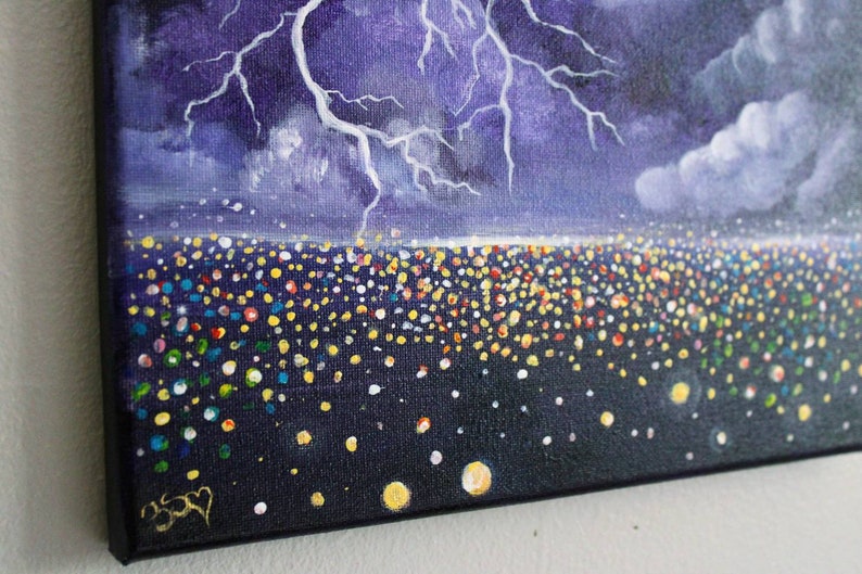 Acrylic Lightning Storm Painting Landscape Artwork Original Acrylic ...
