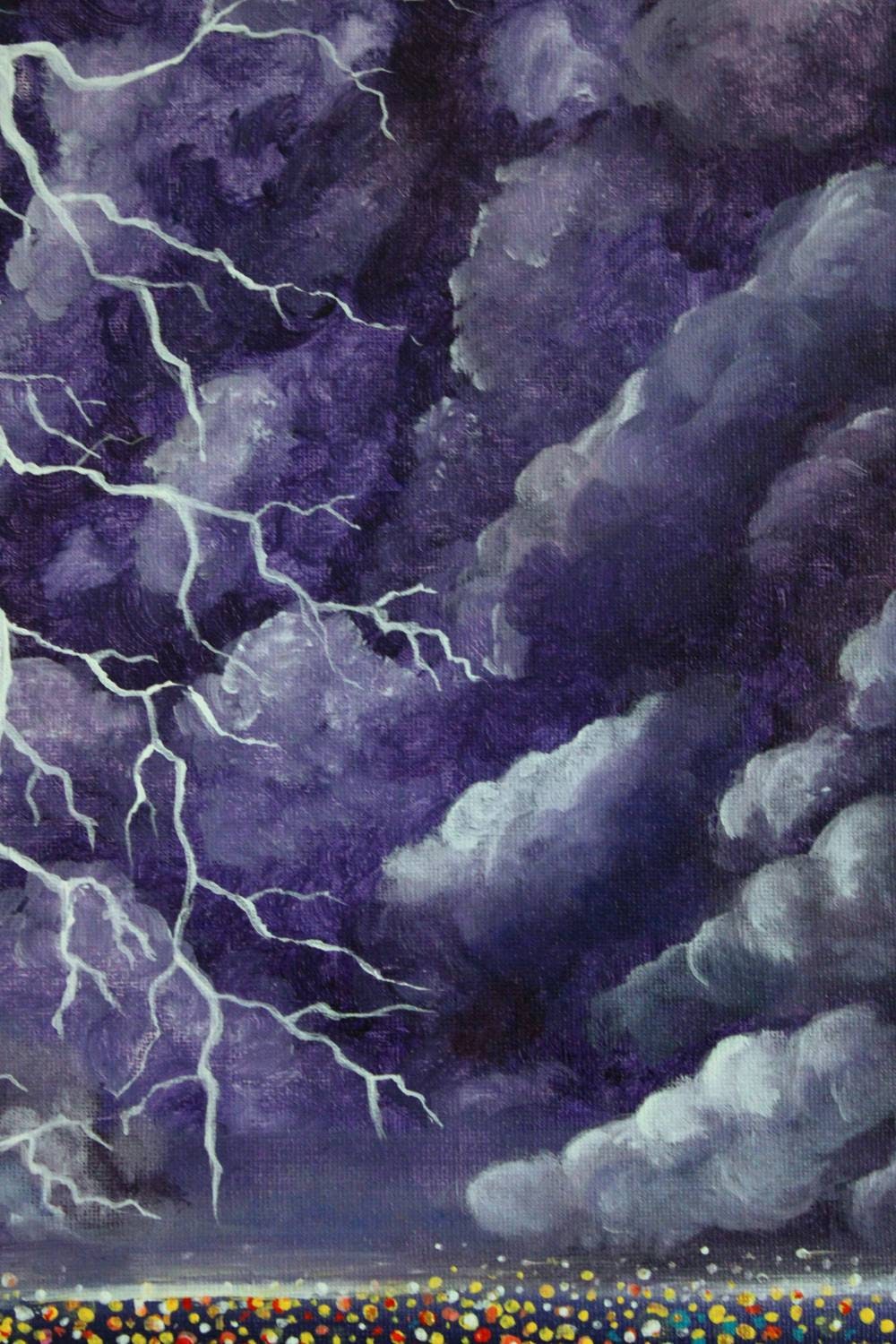 Acrylic Lightning Storm Painting Landscape Artwork Original Acrylic ...