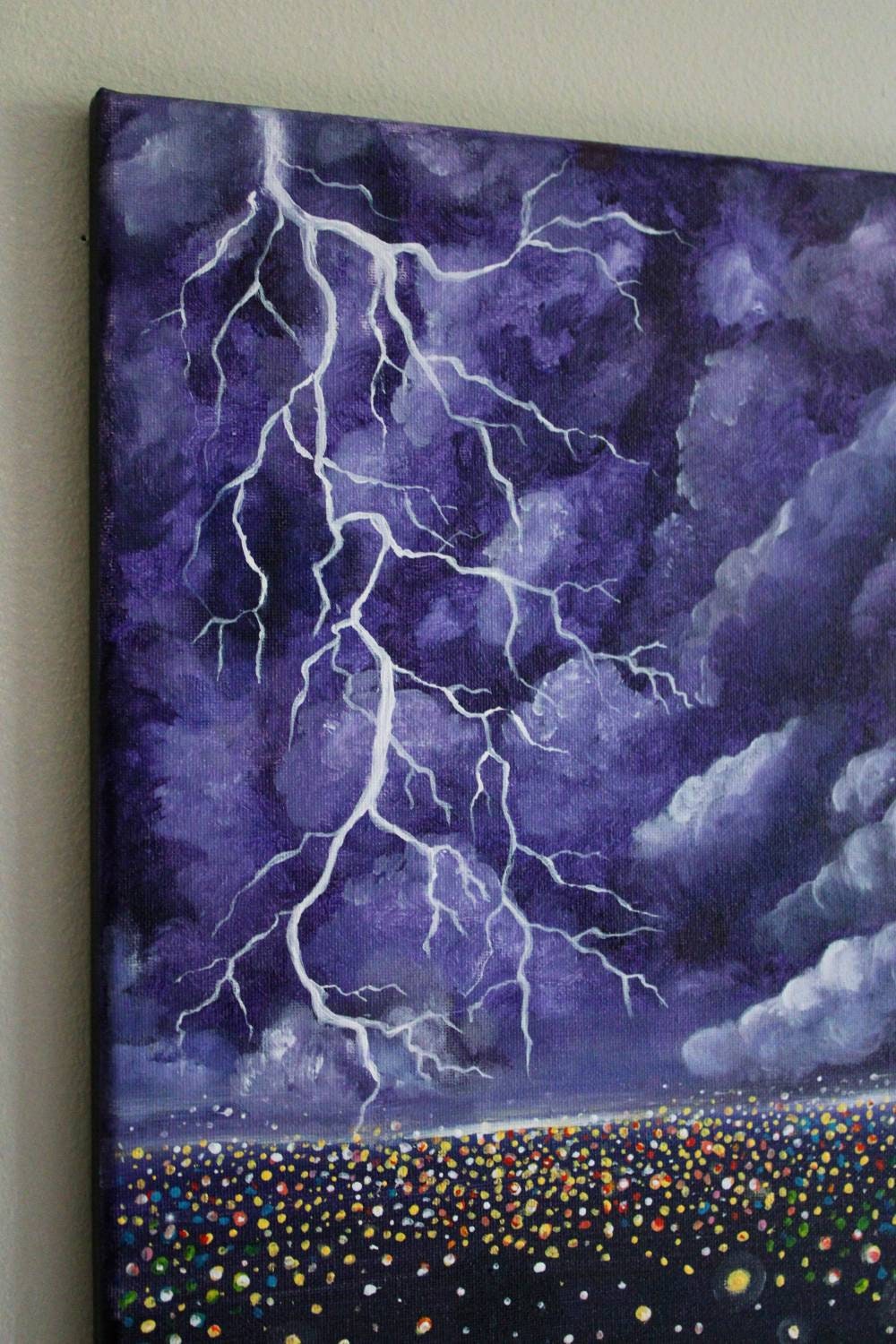Acrylic Lightning Storm Painting Landscape Artwork Original Acrylic ...